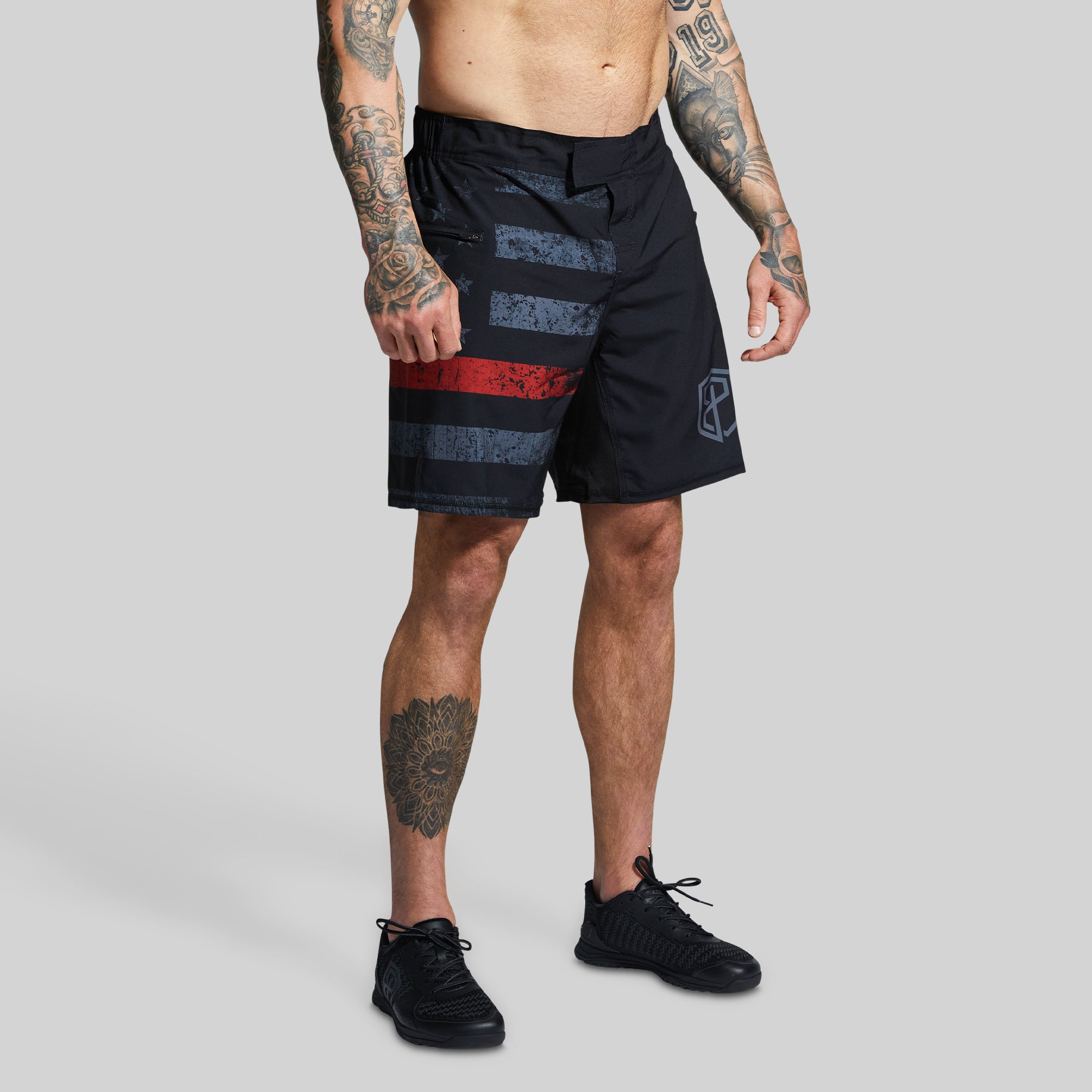 American Defender Short Velcro 3.0 (Thin Red Line Gunmetal) – Born ...